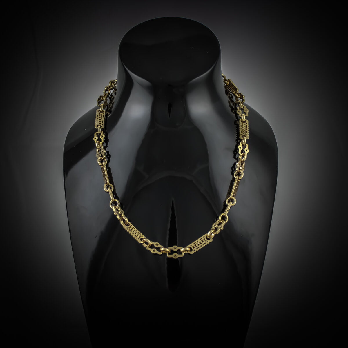 18ct Gold Bonded 20 Inch Stars and Bars Chain