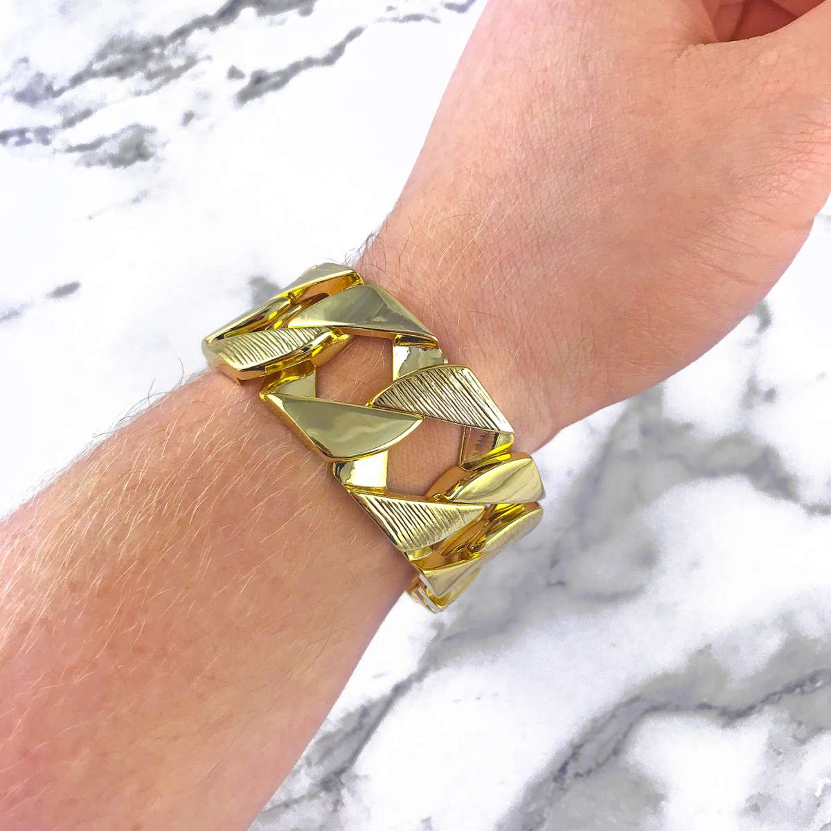 18ct Gold Bonded Bark Chaps Bracelet - JV Jewellers & Pawnbrokers