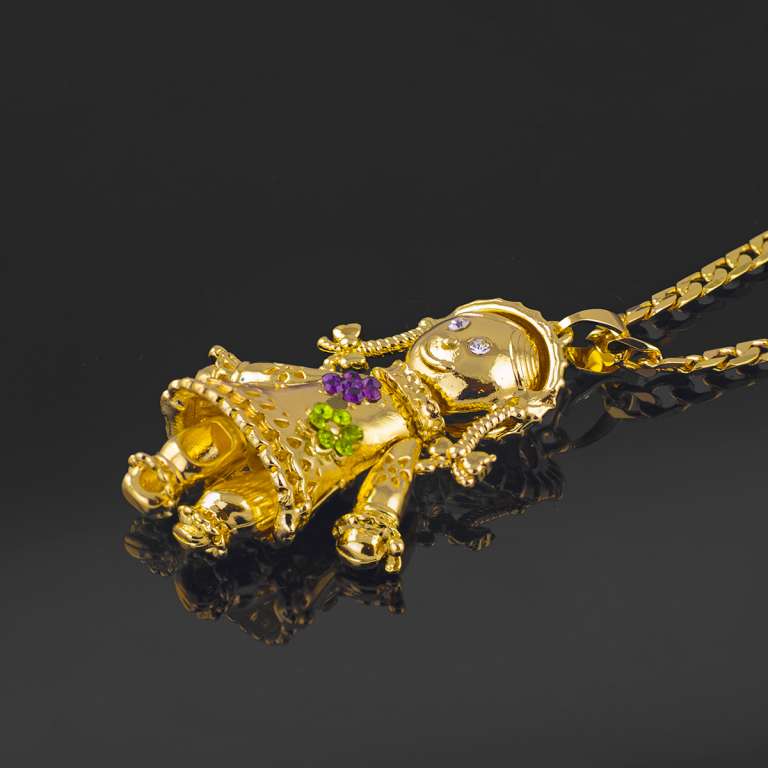 18ct Gold Bonded Ragdoll Pendant and 24 Inch Curb Chain