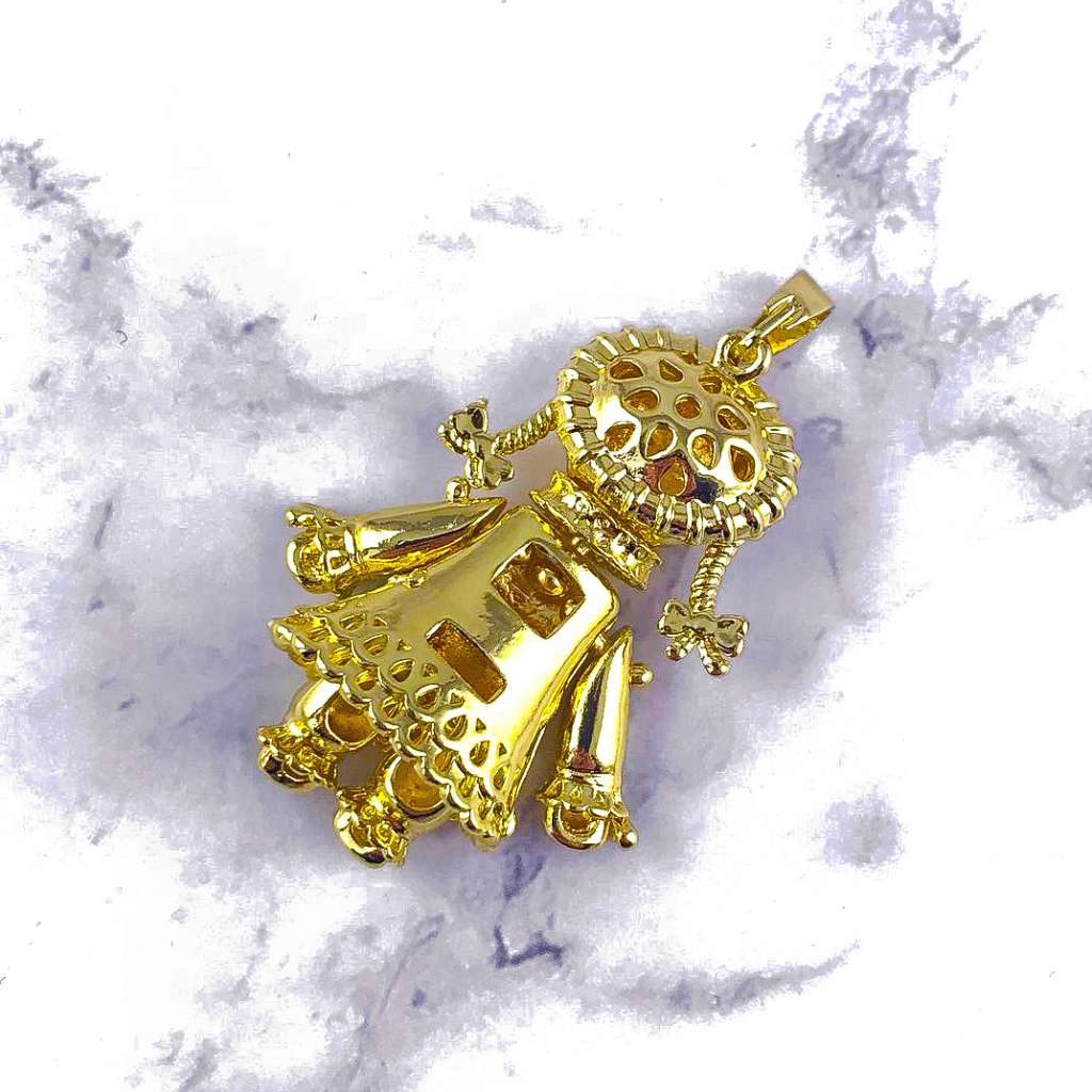 18ct Gold Bonded Ragdoll Pendant and 24 Inch Curb Chain