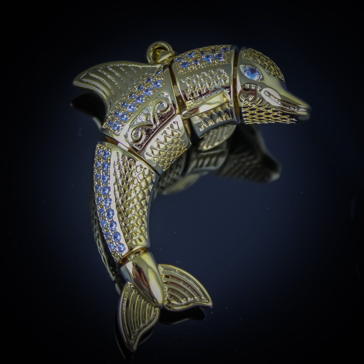 18ct Gold Bonded Dolphin Pendant and 22" Belcher Chain
